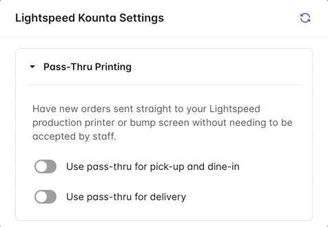 Auto-accept with Lightspeed Pass-Thru Printing